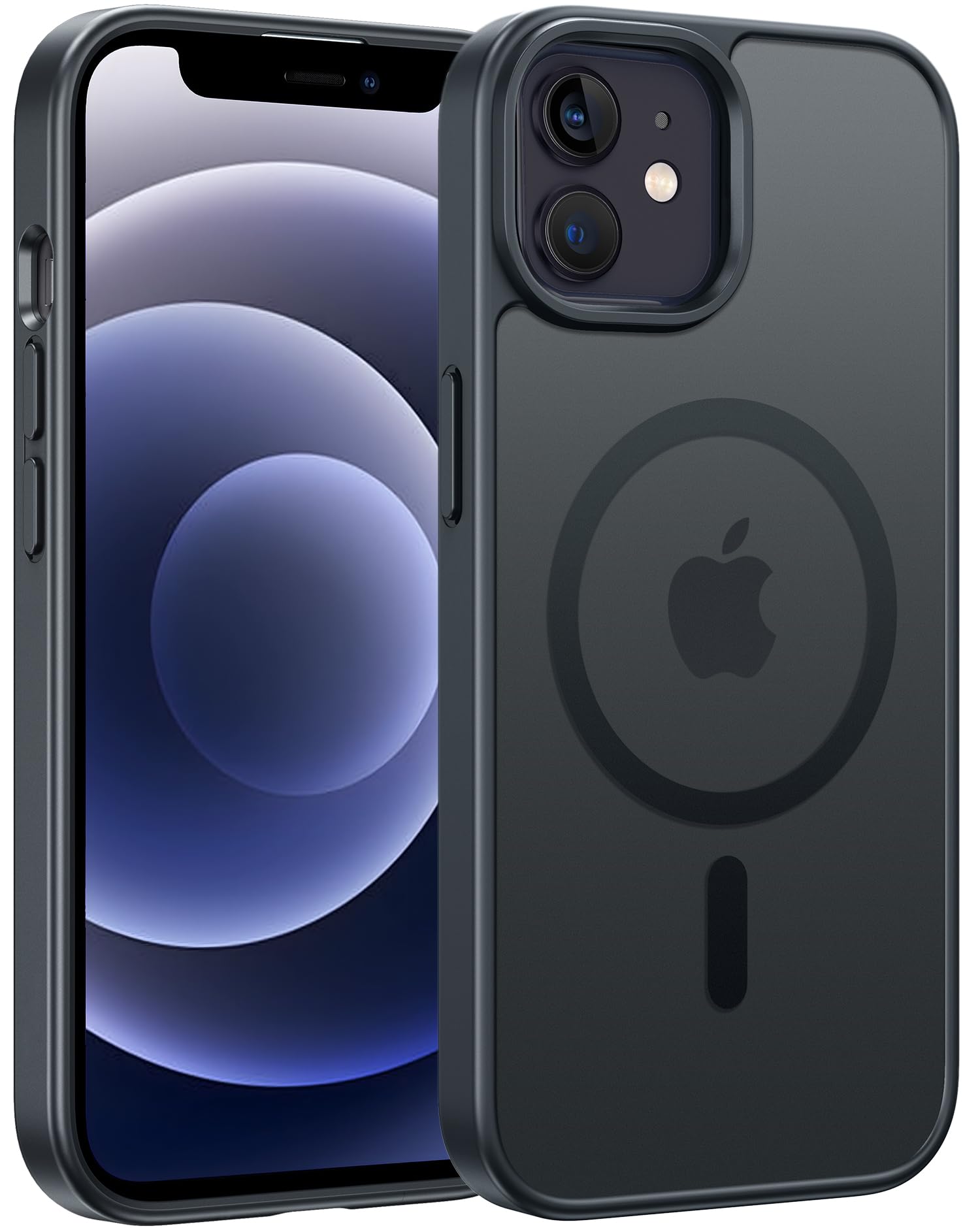 FNTCASE for iPhone 12 Phone Case: for iPhone 12 Pro Magnetic Matte Textured Military Grade Drop Protection Translucent Cell Cover - Slim Durable Shockproof Protective Bumper