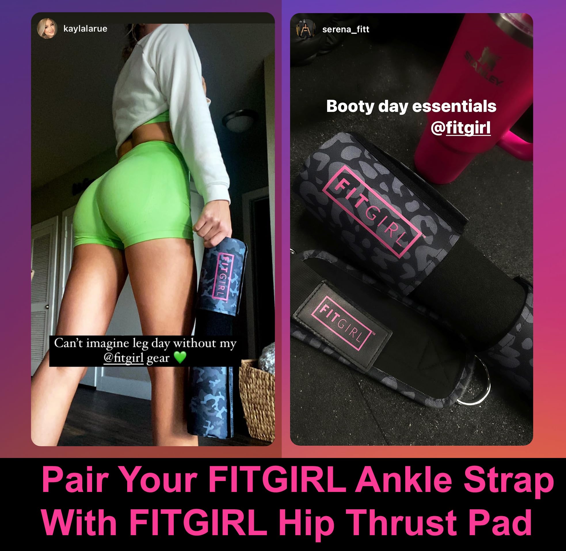FITGIRL - Ankle Strap (Single) for Cable Machines and Resistance Bands, Work Out Cuff Attachment for Home & Gym, Glute Workouts - Kickbacks, Leg Extensions, Hip Abductors, Women Only (Mint, Single)