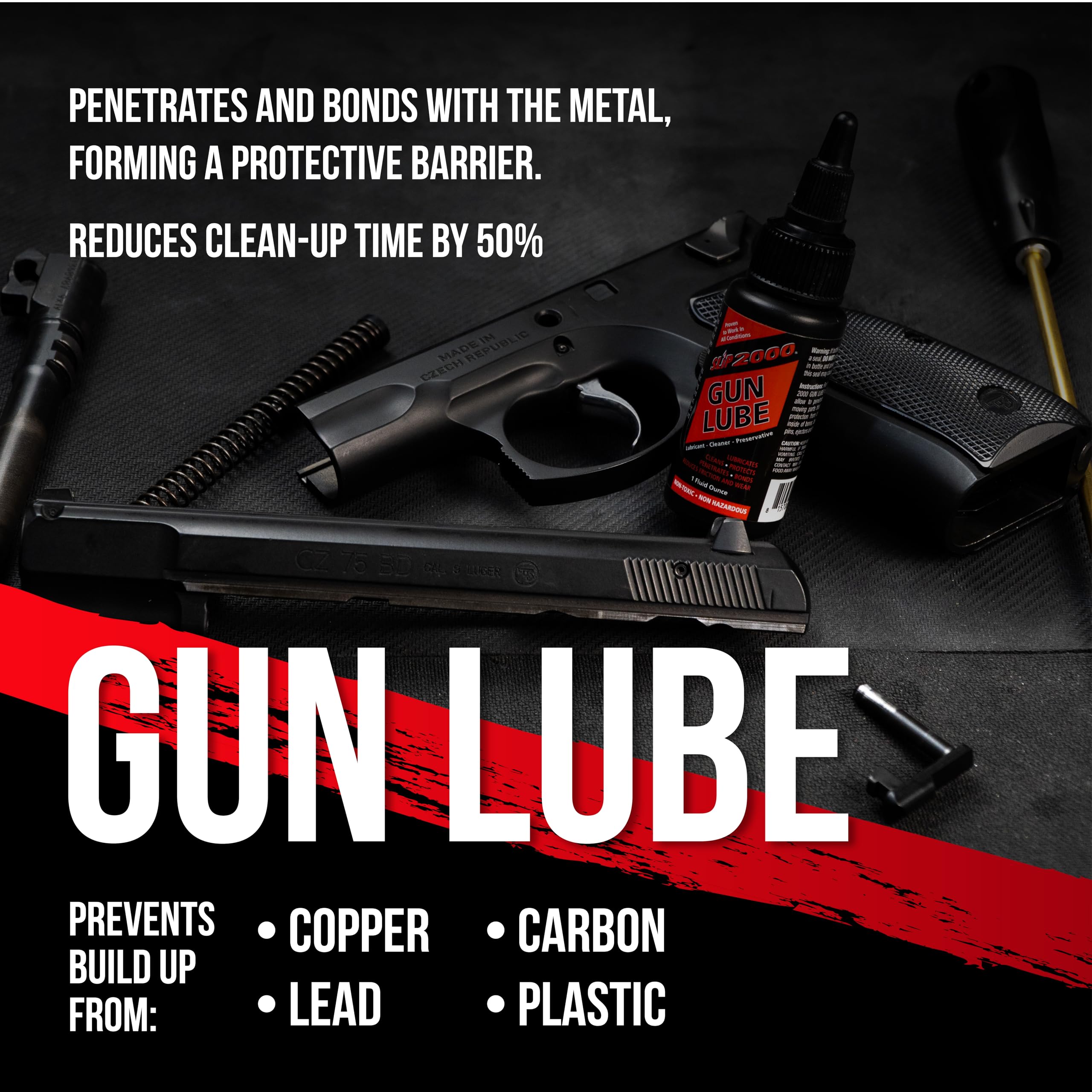 Slip 2000 Gun Lube, 100% Pure Synthetic CLP, Performs in All Conditions, Gun Lubricants for Peak Performance, Eliminates Excessive Wear, For Shotguns, Rifles and Pistols, 4-Ounce Squeeze Bottle