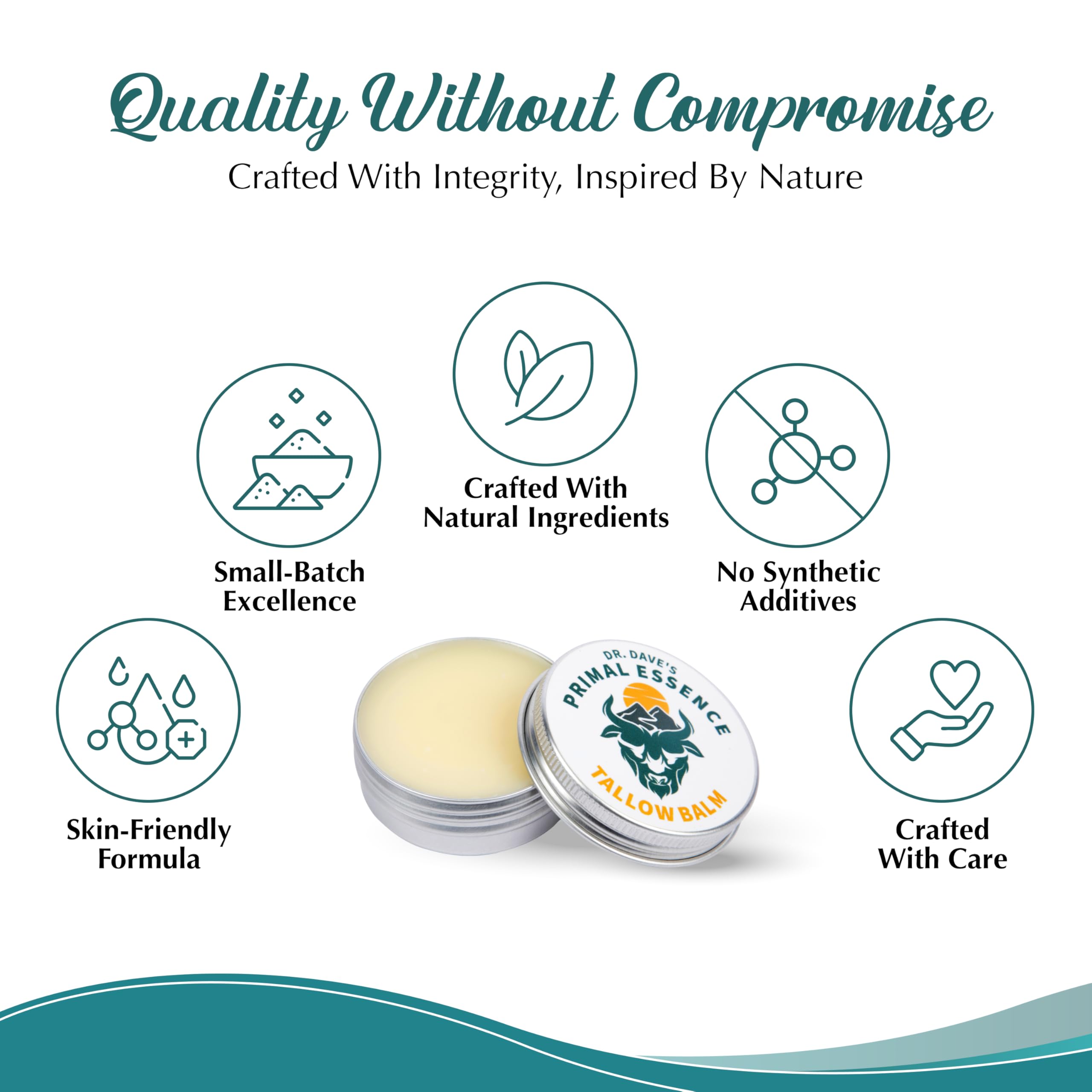 Dr. Dave's Primal Essence Grass Fed Beef Tallow for Skin - Tallow Balm with Shea Butter, Organic Jojoba Oil, Honey, Beeswax - Face and Body Moisturizer - Unscented - 1 oz