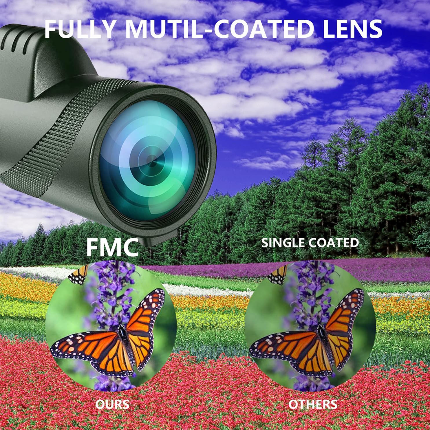 Monocular Telescope 80x100 High Powered for Adults for Smartphone Adapter Telescope Hunting Wildlife Bird Watching Travel Camping Hiking-Green