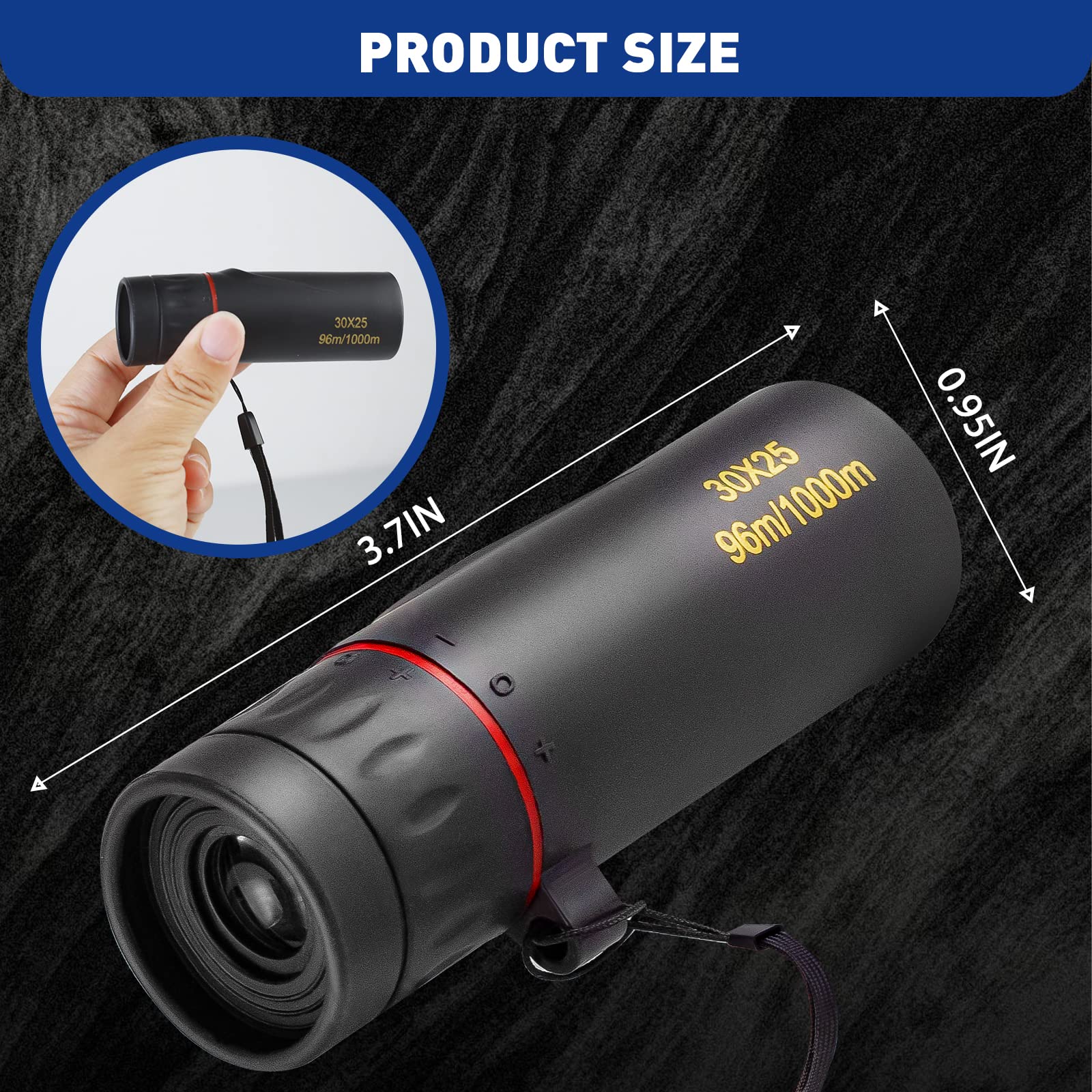 HDAJY Mini Monocular Telescope, Upgrade 30 x 25 HD Monoculars for Adults High Powered, Be Used for Stargazing, Hunting, Black