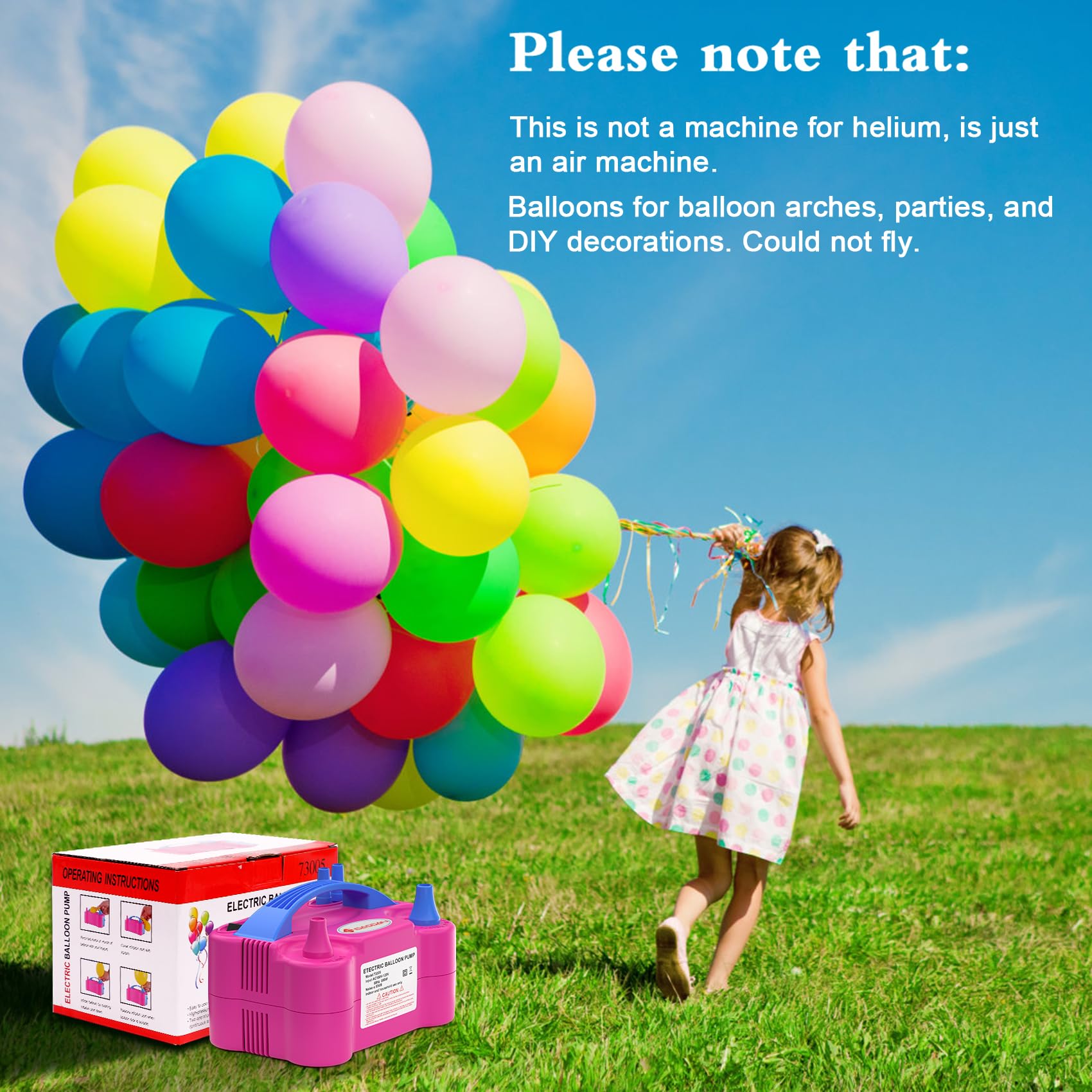 IDAODAN Electric Balloon Pump, Portable Electric Balloon Blower Machine Balloon Air Pump Dual Nozzle110V 600W Balloon Inflator for Party Decorations