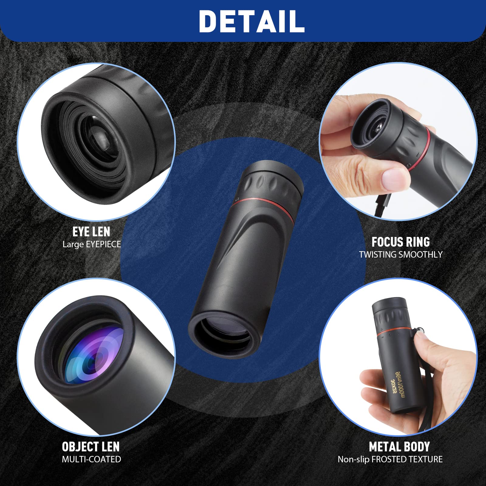 HDAJY Mini Monocular Telescope, Upgrade 30 x 25 HD Monoculars for Adults High Powered, Be Used for Stargazing, Hunting, Black