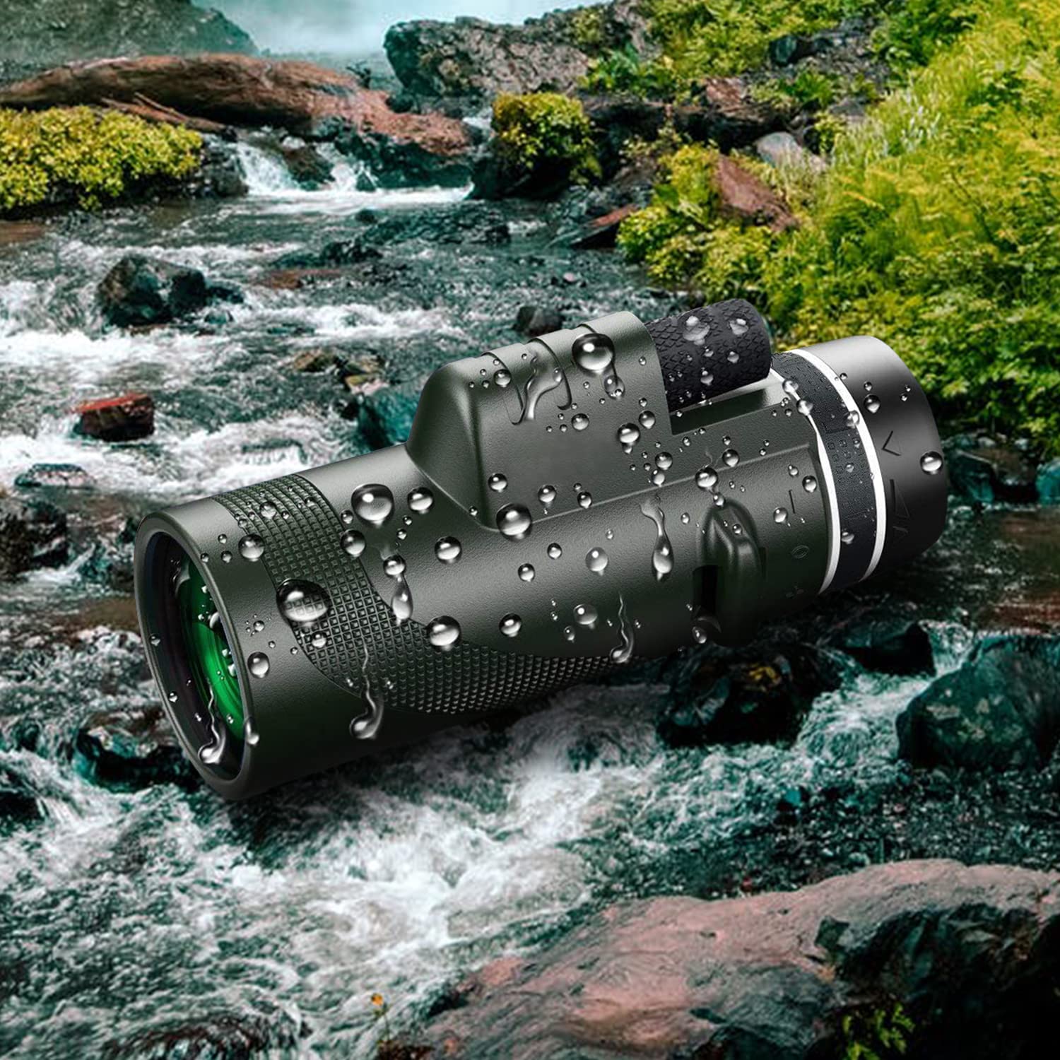 Monocular Telescope 80x100 High Power Monoculars for Smartphone with Tripod, HD Monocular for Adults, Lightweight BAK-4 Prism Monoculars for Hiking Hunting Stargazing Bird Watching-Green