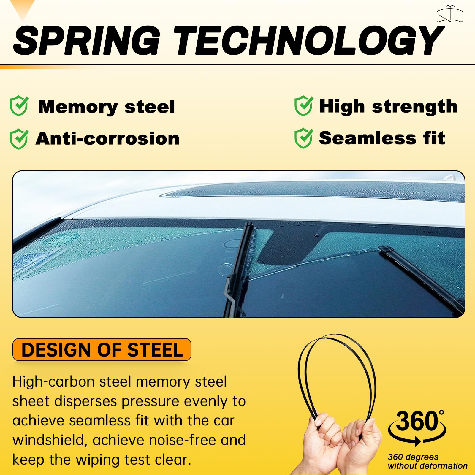 AUTOBOO 26" and 18" Windshield Wipers Blades (Pack Of 2),OEM Quality Premium All-Seasons Wiper blades,Stable and Quiet Armor wiper blades