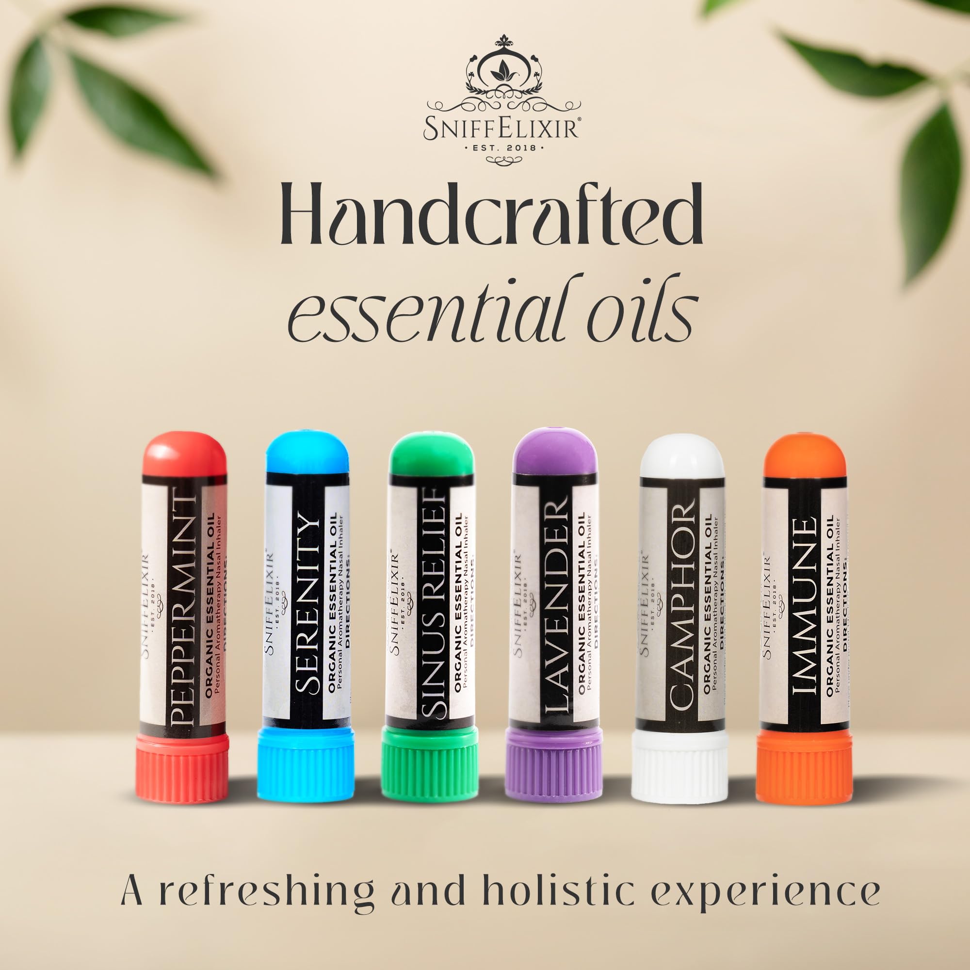 Peppermint Inhaler Nasal Stick - Aromatherapy Nasal Inhaler, Portable Nose Inhaler Stick, Non Drowsy Motion Sickness Nausea Stick with Peppermint Essential Oil for Migraine Stick, and Headache