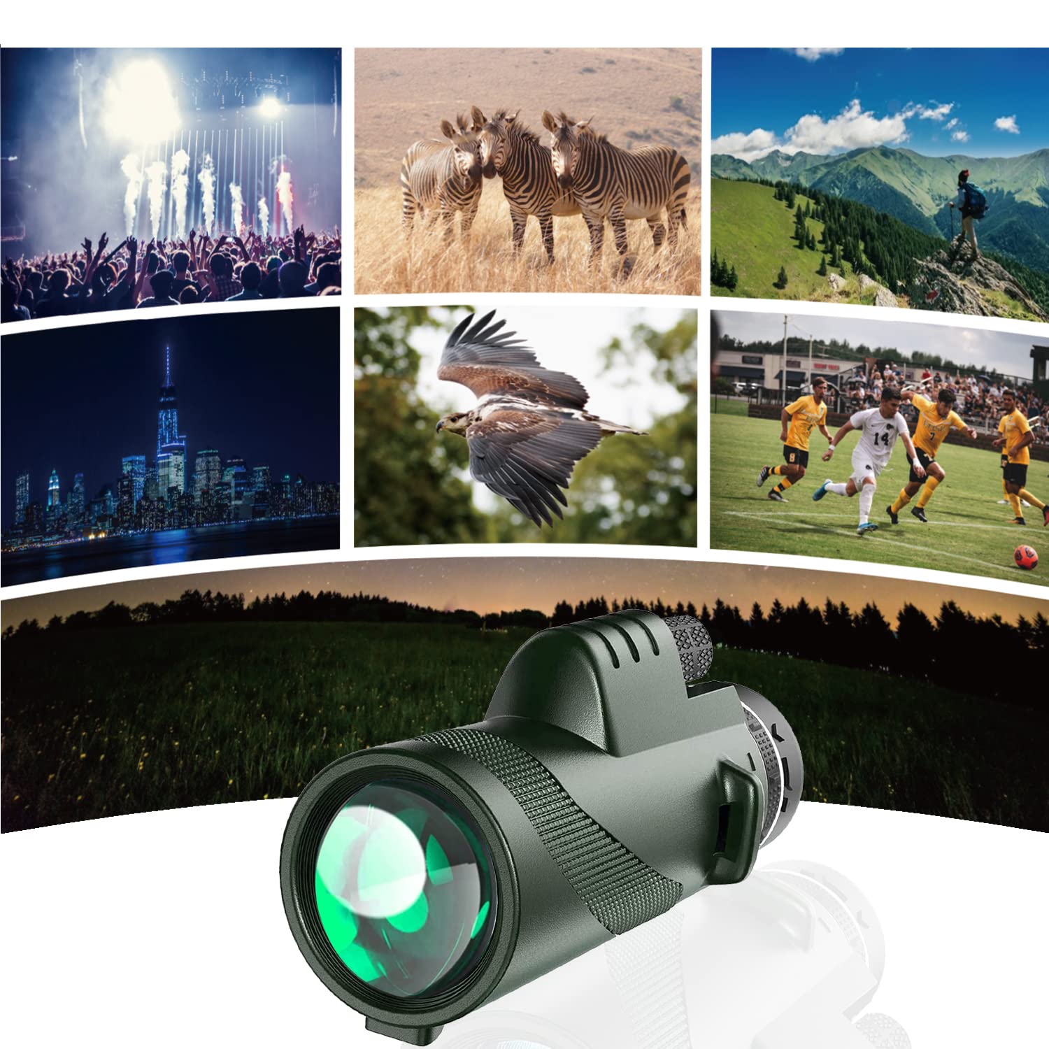 Monocular Telescope 80x100 High Power Monoculars for Smartphone with Tripod, HD Monocular for Adults, Lightweight BAK-4 Prism Monoculars for Hiking Hunting Stargazing Bird Watching-Green