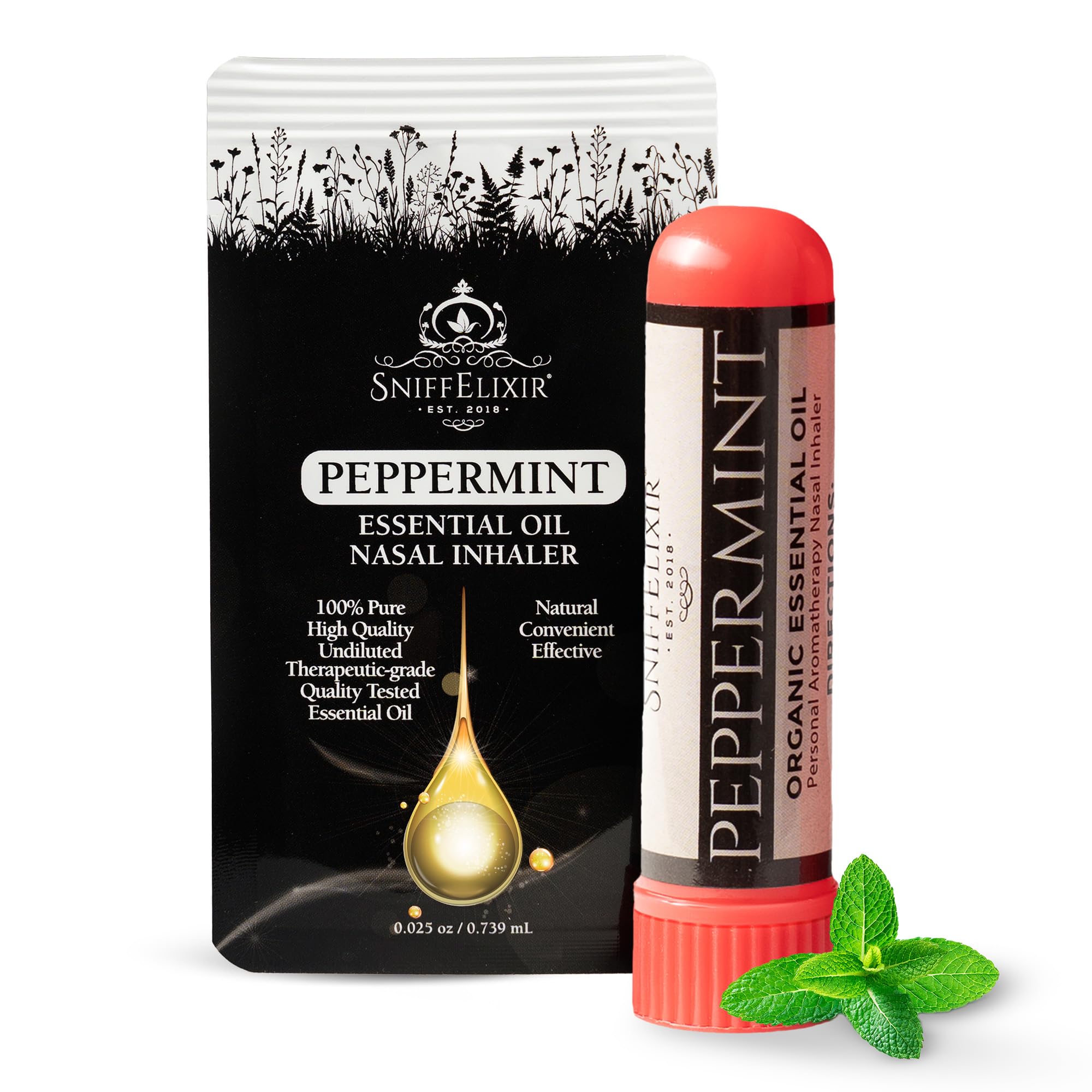 Peppermint Inhaler Nasal Stick - Aromatherapy Nasal Inhaler, Portable Nose Inhaler Stick, Non Drowsy Motion Sickness Nausea Stick with Peppermint Essential Oil for Migraine Stick, and Headache