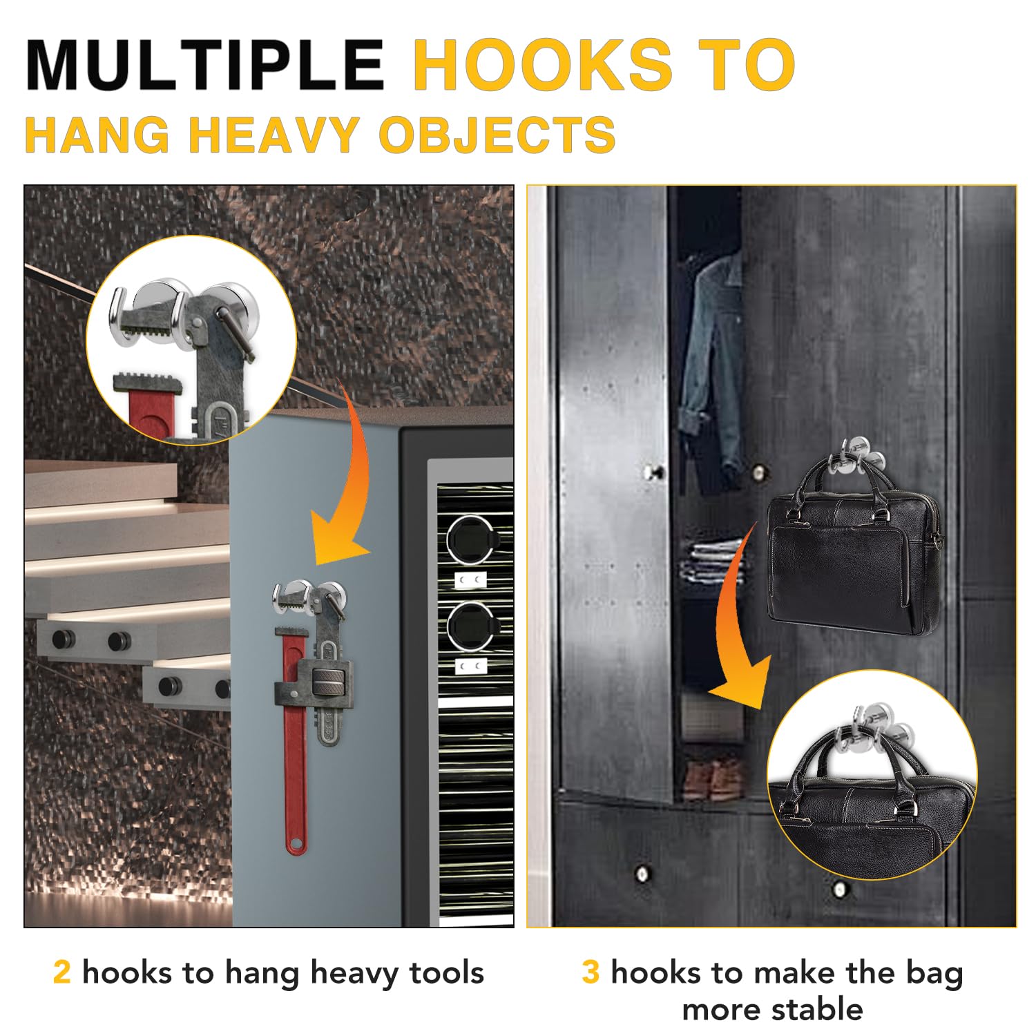 DIYMAG Magnetic Hooks, 25lbs+ heavy duty for hanging, super strong magnet hooks for cruise cabin, refrigerator,classroom,magnetic metal hooks for grill (Sliver,pack of 20)