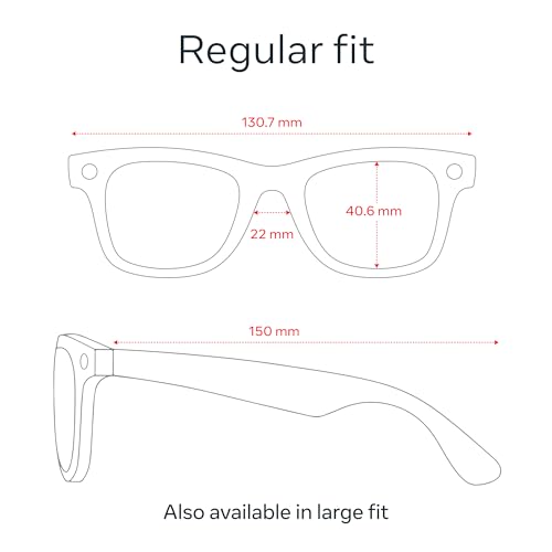 Meta Regular Square Sunglasses, Wayfarer, Matte Black/Polarized Gradient Graphite, Regular (Renewed)