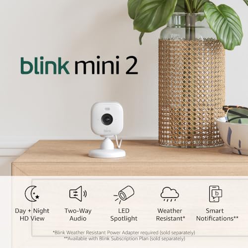 Blink Mini 2 (Newest Model) β Home Security & Pet Camera(s) with HD video, color night view, motion detection, two-way audio, and built-in spotlight β 1 camera (White)