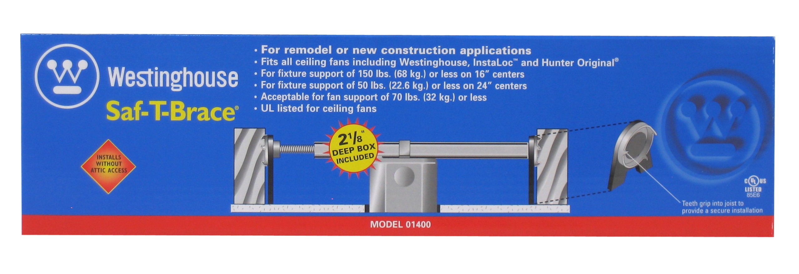 Westinghouse 140000 Lighting 0140000 Saf-T-Brace for Ceiling Fans, Metalic