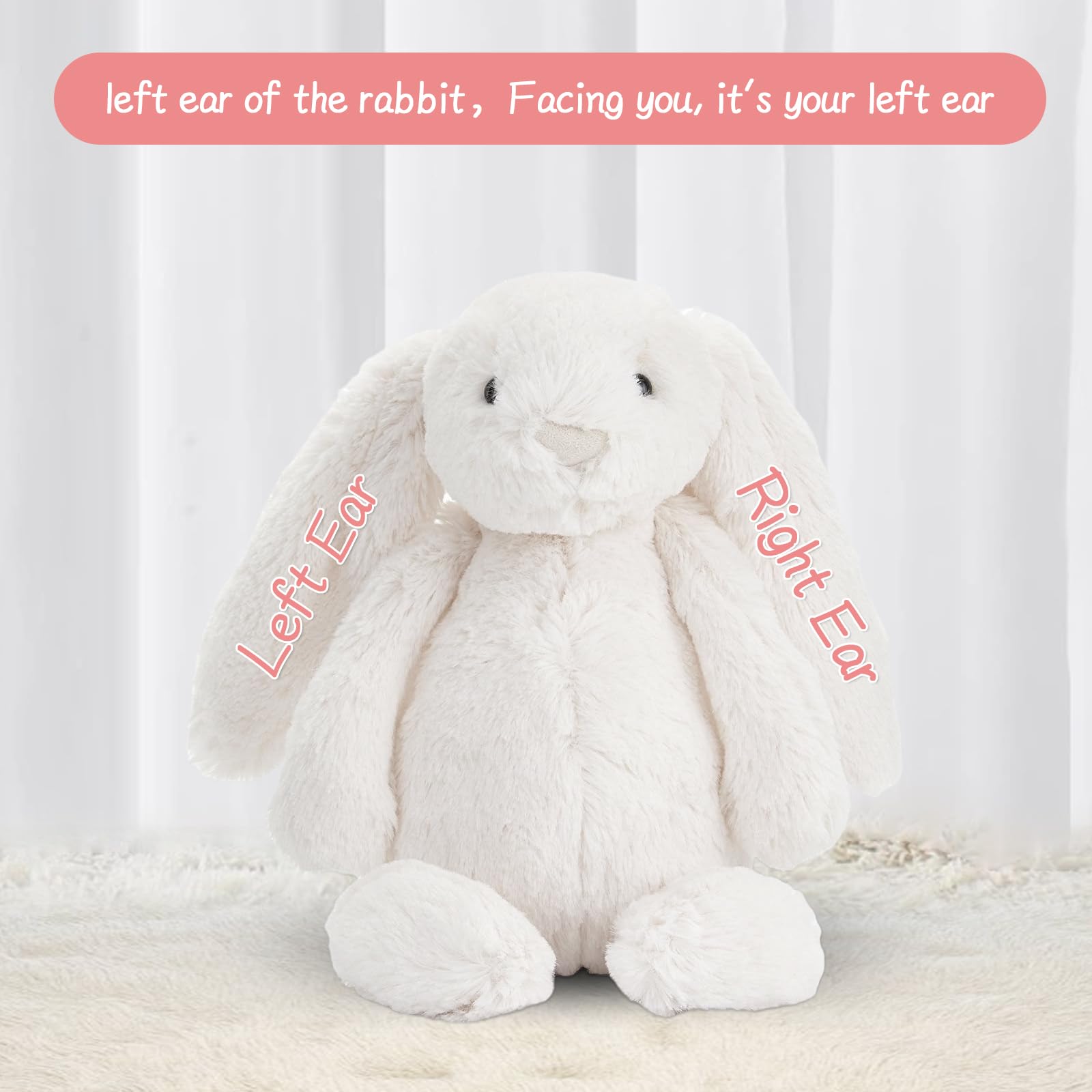 Dyoart Personalized Easter Bunny Rabbit, Custom Name Monogrammed Embroidered Bunny, Fluffy Rabbit with Long Ears,Plush Bunny Toy, Gift for Baby Kids(11.8inches)