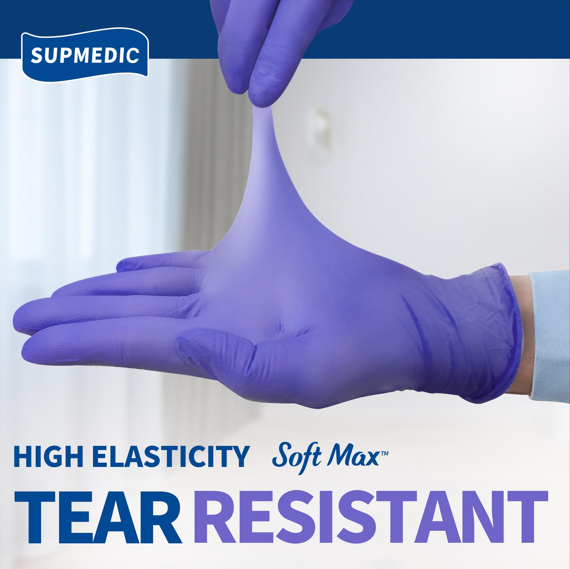 Supmedic Nitrile Exam Gloves, 3.5 Mil Powder-Free Food Safe Cleaning First Aid Disposable Medical Glove, Purple 100 Pcs (Medium)
