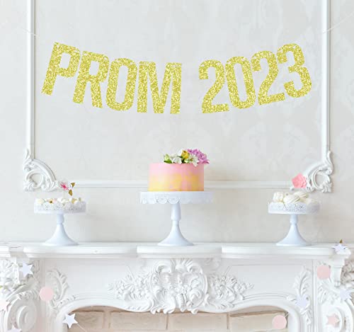 Prom 2023 Banner, Prom Night Decor, Class of 2023 Bunting Garland, 2023 Graduation Party Decorations Gold Glitter