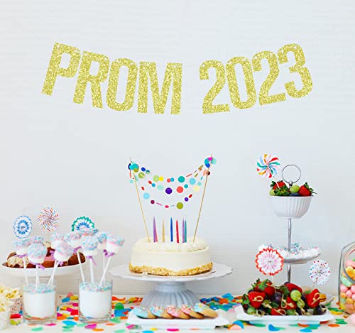 Prom 2023 Banner, Prom Night Decor, Class of 2023 Bunting Garland, 2023 Graduation Party Decorations Gold Glitter