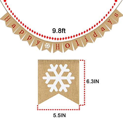 Happy Holidays Banner Burlap | Christmas Banner BurlapĀ | Christmas Decorations| Holiday Decorations| Perfect for Home Yard Indoor Outdoor Mantel Fireplace Hanging Decor