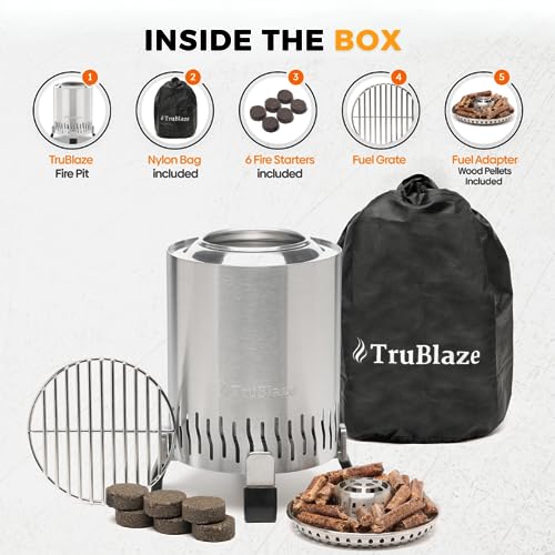 Tabletop Fire Pit with Stand, Mini Outdoor Smokeless Firepit, for Backyard, Patio, or Camping, Travel Bag, (6) Firestarters, & Wood Pellets Included