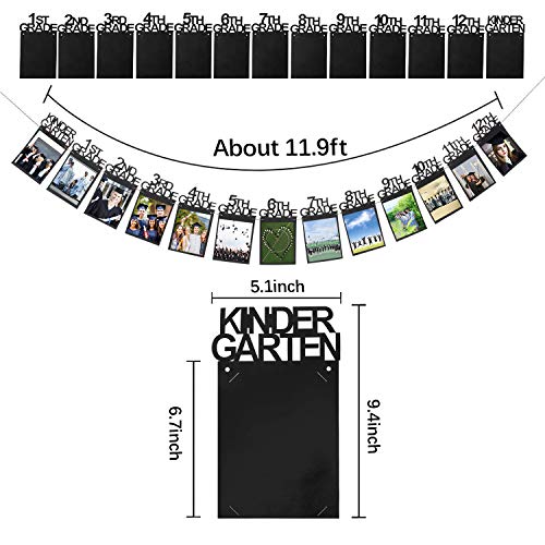 INNORU Graduation Photo Banner, Black 1st - 12th Grade Banner Congrats Graduate Sign - Grad Photo Props Decorations Supplies