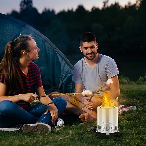 Tabletop Fire Pit with Stand, Mini Outdoor Smokeless Firepit, for Backyard, Patio, or Camping, Travel Bag, (6) Firestarters, & Wood Pellets Included