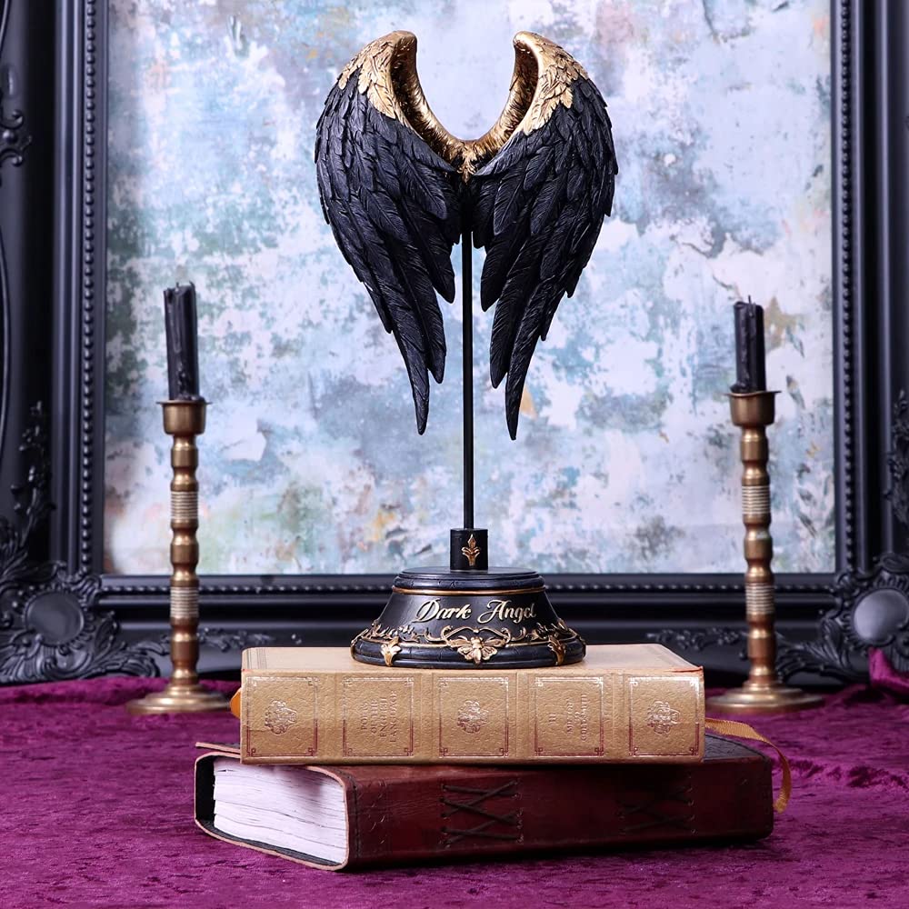 Nemesis Now Dark Angel Gothic Fallen FAE Wing Sculpture Figurine, Black, 26cm