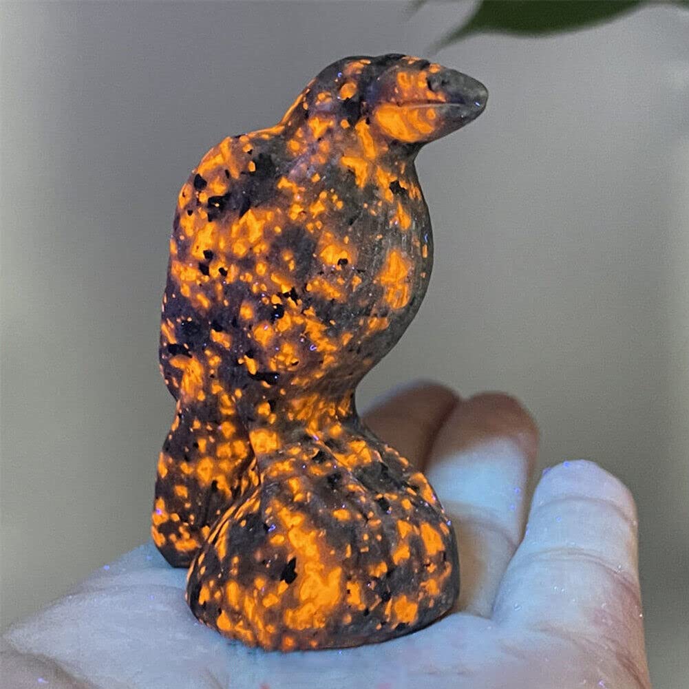 1pc Natural Yooperlite Crow Skull Quartz Crystal Skull Carved Figurines Gem 2.4"