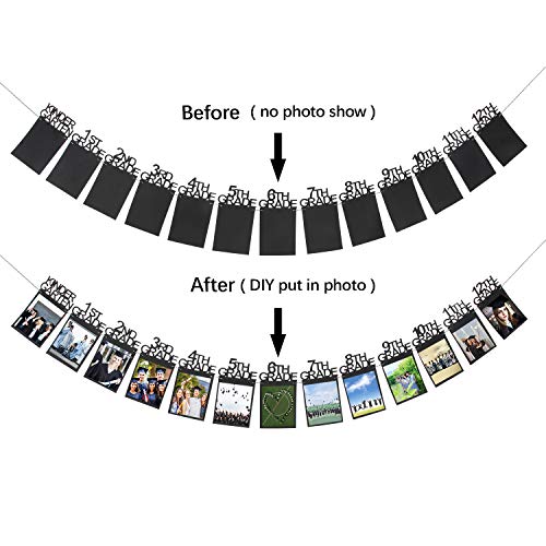 INNORU Graduation Photo Banner, Black 1st - 12th Grade Banner Congrats Graduate Sign - Grad Photo Props Decorations Supplies