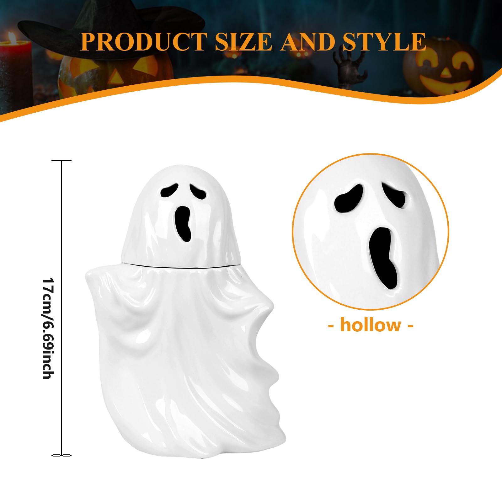 zhqinger Ghost Coffee Mug Halloween Water Cup White Ceramic 15oz/450ml Funny Mugs Novelty Tea Cup with Lid and Handle Gift for Friends Familiers Women Men