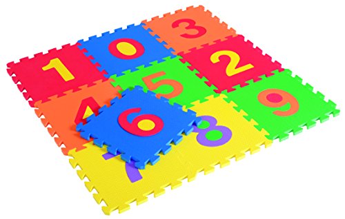 Kids Play Mat - Numbers And Animals Foam Floor Matt - 10 Interlocking Pieces To Develop Children's Motor Skills And Color Recognition
