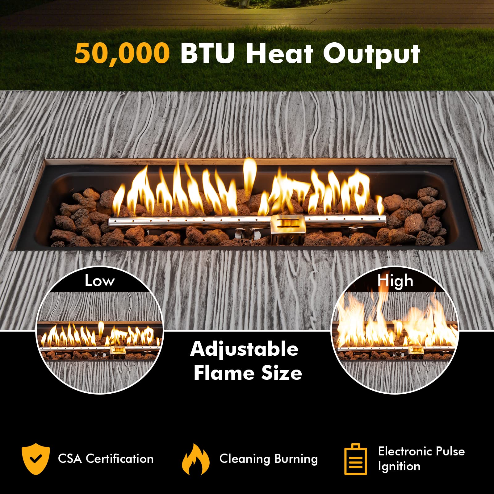 Giantex Outdoor Fire Pit Table - 43 Inch Propane Fire Pit, 50,000 BTU Gas Fire Table with Removable Metal Lid, Hideaway Tank Storage, Waterproof Cover, Lava Rocks, CSA Certificated Patio Firepit, Gray