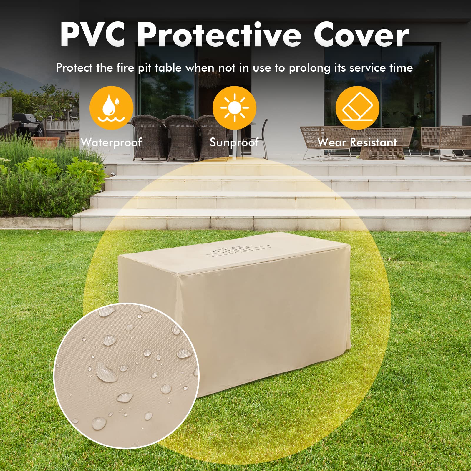 Giantex Outdoor Fire Pit Table - 43 Inch Propane Fire Pit, 50,000 BTU Gas Fire Table with Removable Metal Lid, Hideaway Tank Storage, Waterproof Cover, Lava Rocks, CSA Certificated Patio Firepit, Gray