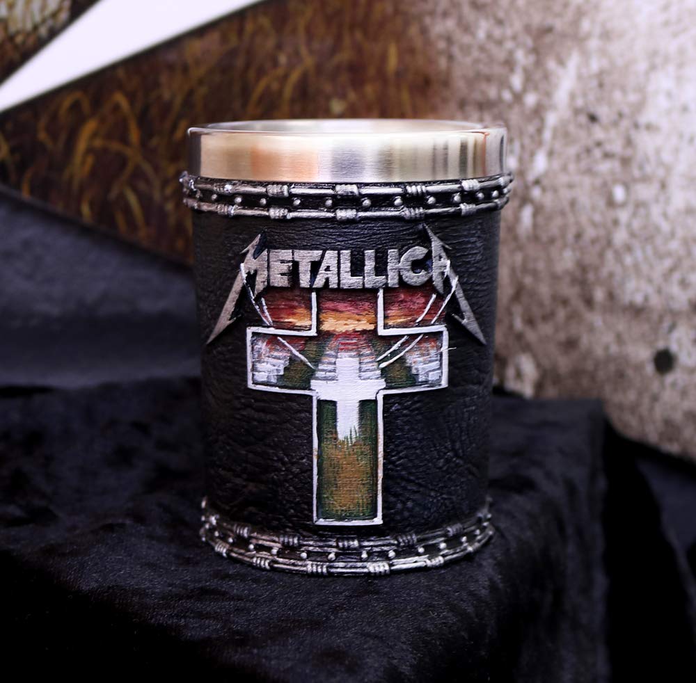 Nemesis Now Metallica-Master of Puppets Shot Glass 7cm, Resin w/stainless steel insert, Black, One Size, 330Ml