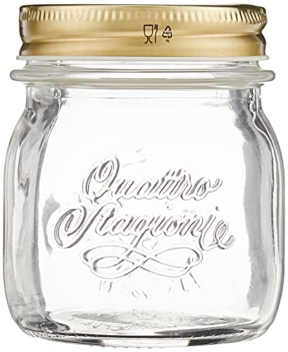Bormioli Rocco Quattro Stagioni Clear Airtight Mason Jar, 8.5 Oz. Made from Food Safe Durable Glass, Made in Italy.