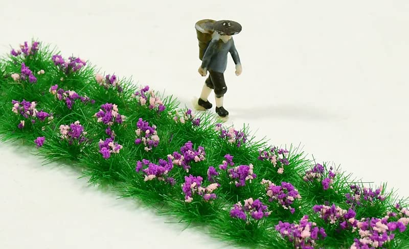 90 Pcs DIY Miniature Colorful Flower Cluster Flower Vegetation Groups Static Grass Tufts for Train Landscape Railroad Scenery Sand Military Layout Model Miniature Bases and Dioramas