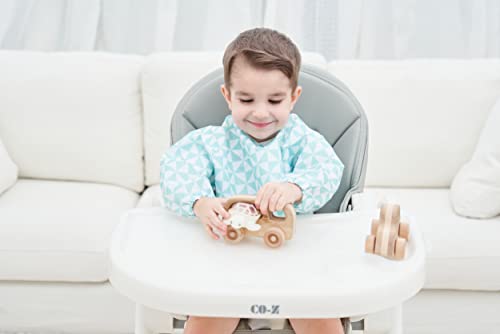 Little Dimsum Full Sleeved Feeding Bib 2 Pack,Baby & Toddler Waterproof Bib Apron,Food Protection Large Pocket Eating Smock 6-48 Months(L/Blue)