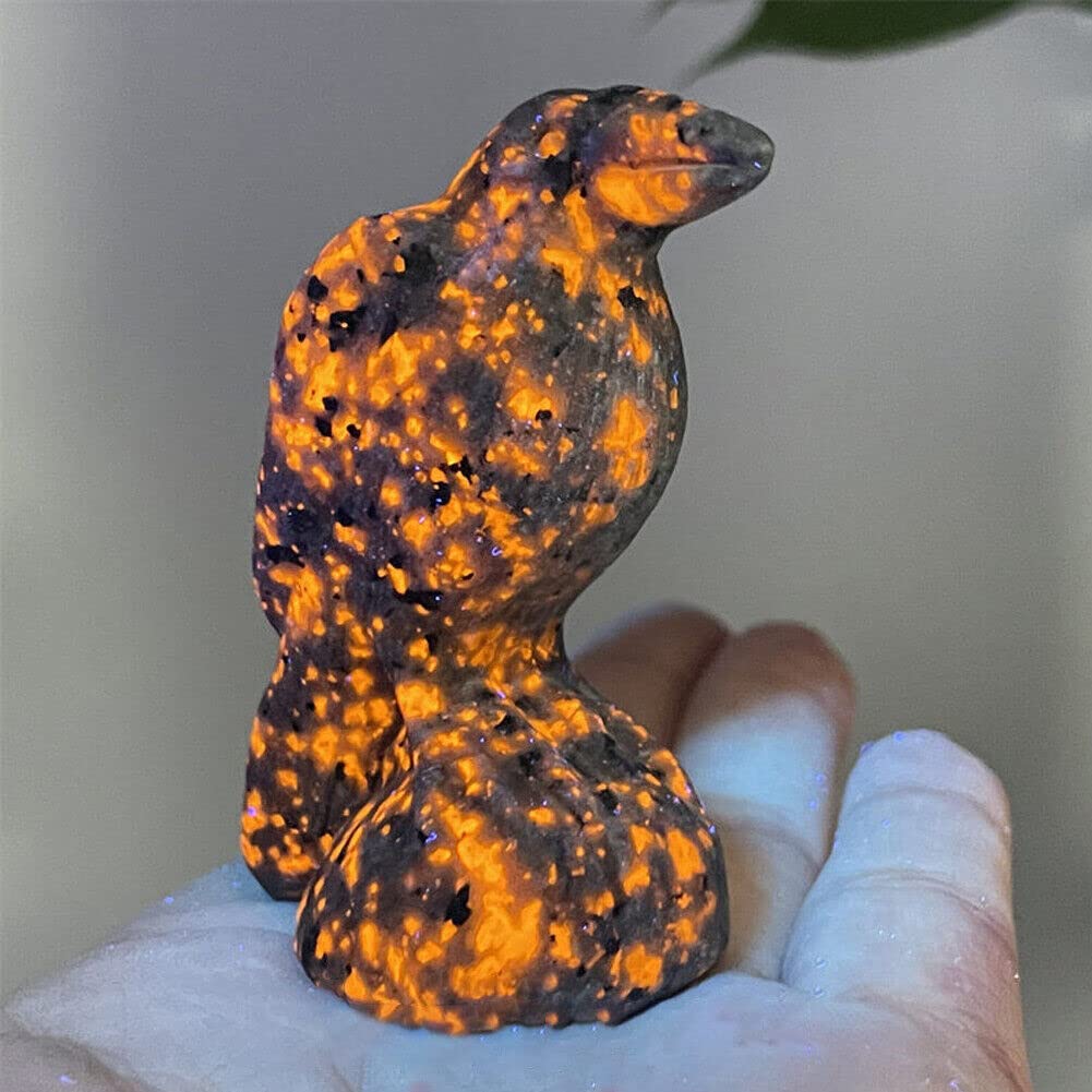 1pc Natural Yooperlite Crow Skull Quartz Crystal Skull Carved Figurines Gem 2.4"