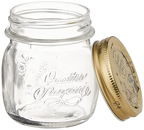 Bormioli Rocco Quattro Stagioni Clear Airtight Mason Jar, 8.5 Oz. Made from Food Safe Durable Glass, Made in Italy.