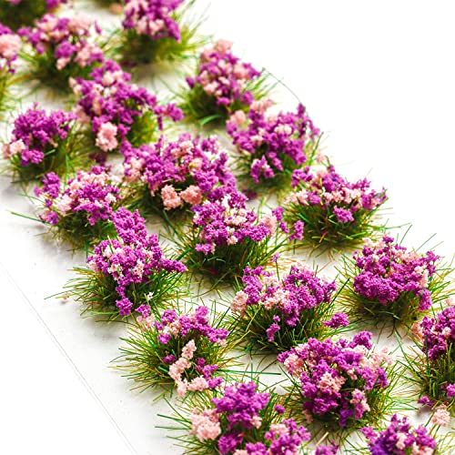 90 Pcs DIY Miniature Colorful Flower Cluster Flower Vegetation Groups Static Grass Tufts for Train Landscape Railroad Scenery Sand Military Layout Model Miniature Bases and Dioramas