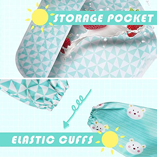 Little Dimsum Full Sleeved Feeding Bib 2 Pack,Baby & Toddler Waterproof Bib Apron,Food Protection Large Pocket Eating Smock 6-48 Months(L/Blue)