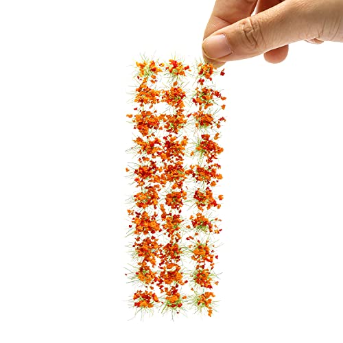 90 Pcs DIY Miniature Colorful Flower Cluster Flower Vegetation Groups Static Grass Tufts for Train Landscape Railroad Scenery Sand Military Layout Model Miniature Bases and Dioramas