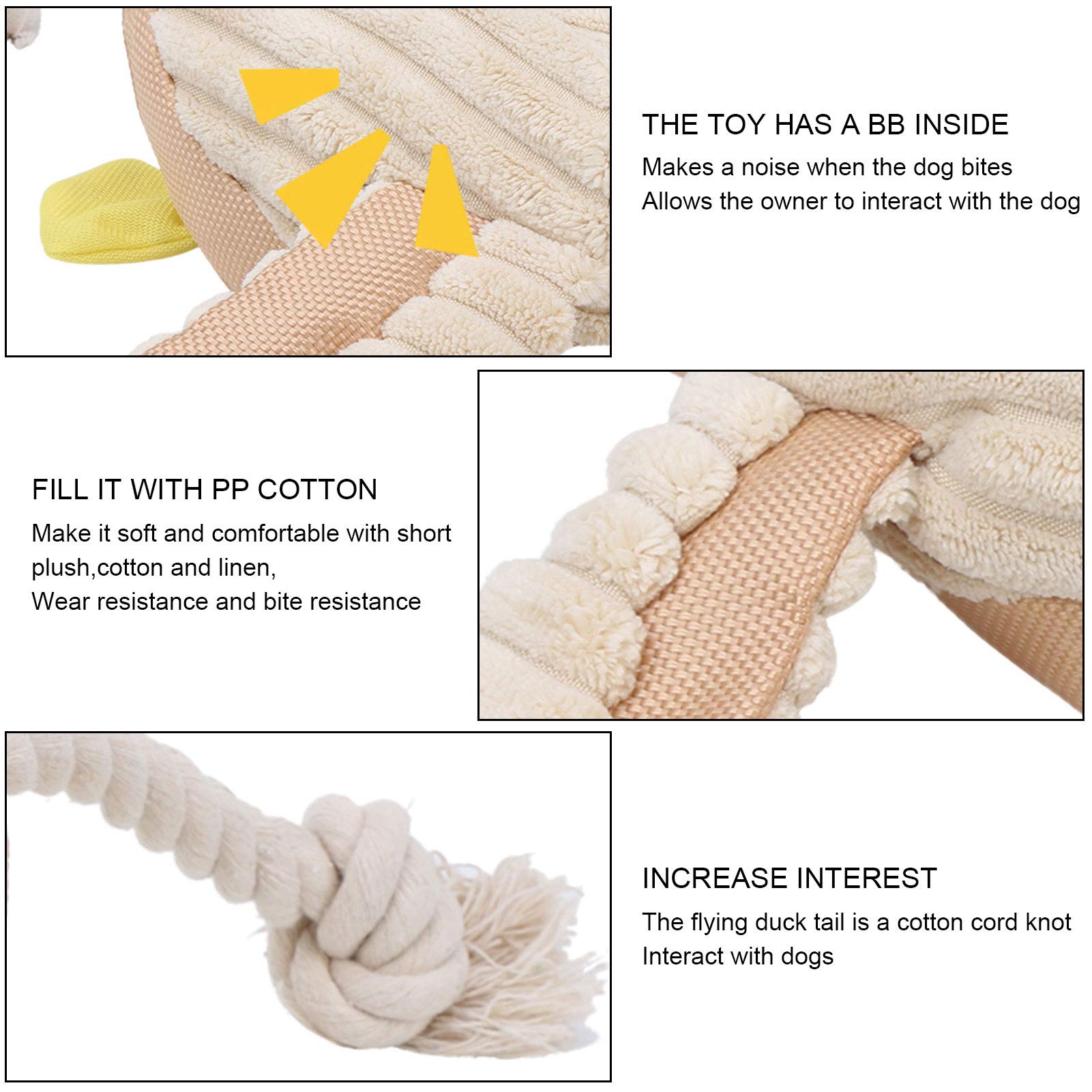 Squeaky Duck Pet Biting Toy Teeth Cleaning Chew Plush Toy Cat Play Interactive Toys for Puppy Small Medium Dogs (Squeaky Duck)