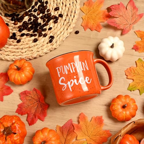 YHRJWN - Fall Coffee Mug, Pumpkin Spice Coffee Mug, Autumn Mug, Fall Cup, Thanksgiving Halloween Mug, Fall Autumn Decor, Thanksgiving Christmas Gifts for Women Men, Orange 15 Oz