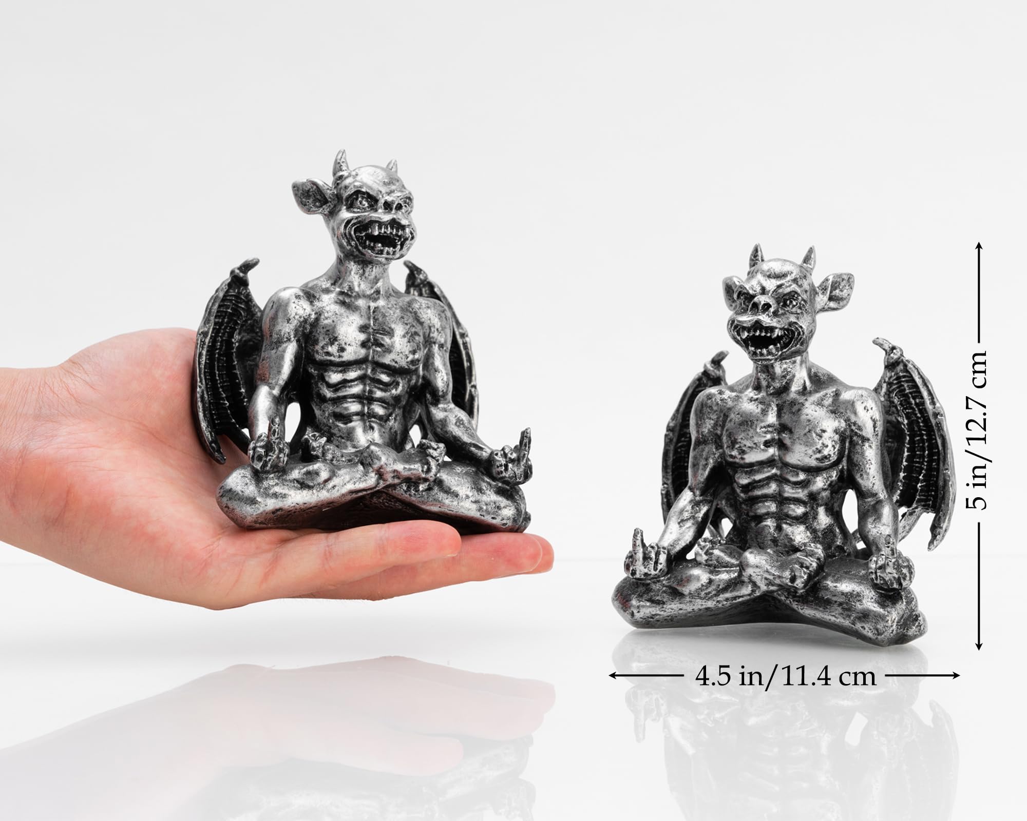 BOIHEGU Gargoyle Statue 5 inch for Halloween Gothic Decoration, Gargoyle Keep Away Negative Visitors, Miniature Monster Guardian Gargoyle Statue for Front Porch Garden Patio Yard Lawn Decorations