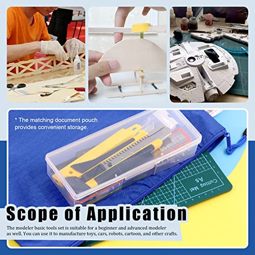 Glarks 47Pcs Gundam Model Tools Kit Model Basic Tools Craft Set Including Utility Knife, Cutting Mat, Tweezer, Files for Cars/Airplanes/Buildings/Gundam/Robots Models Building Repairing and Fixing