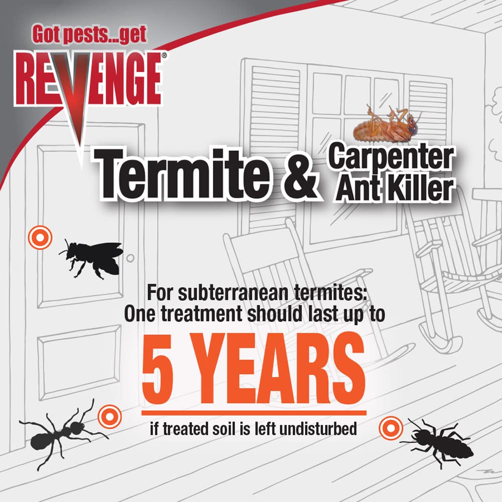 Revenge Termite & Carpenter Ant Killer Spray, 16 oz Concentrate, Long Lasting Pesticide for Indoors and Outdoors (Pack of 2)