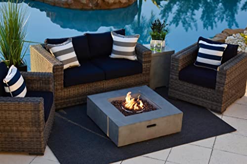 35" x 35" Square Outdoor Propane Gas Fire Pit Table in Gray