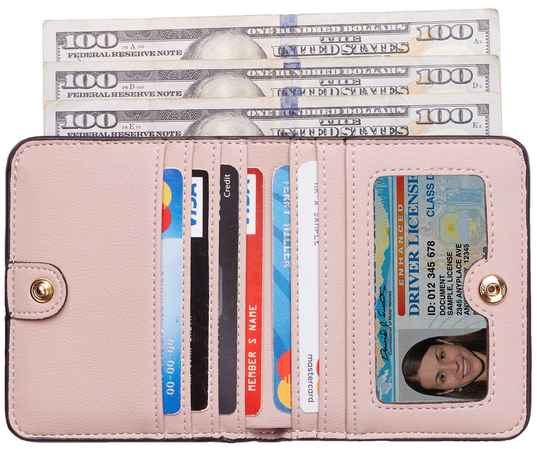Toughergun Wallet Women Rfid Blocking Small Compact Bifold Luxury Leather Pocket Wallet Ladies Mini Purse with ID Window