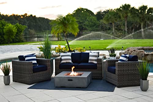 35" x 35" Square Outdoor Propane Gas Fire Pit Table in Gray