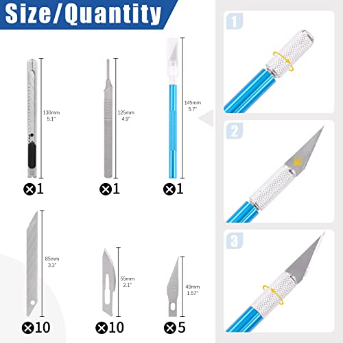 Glarks 47Pcs Gundam Model Tools Kit Model Basic Tools Craft Set Including Utility Knife, Cutting Mat, Tweezer, Files for Cars/Airplanes/Buildings/Gundam/Robots Models Building Repairing and Fixing